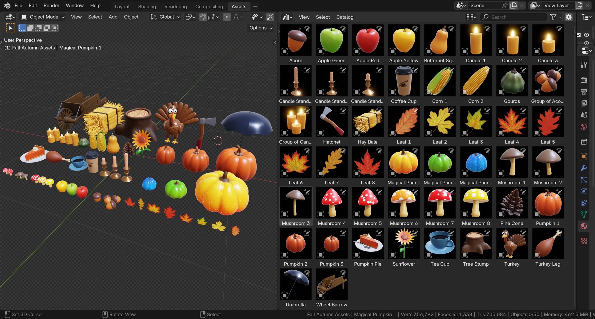 3D Model Stylized Fall Autumn Asset Pack - TurboSquid 2283088