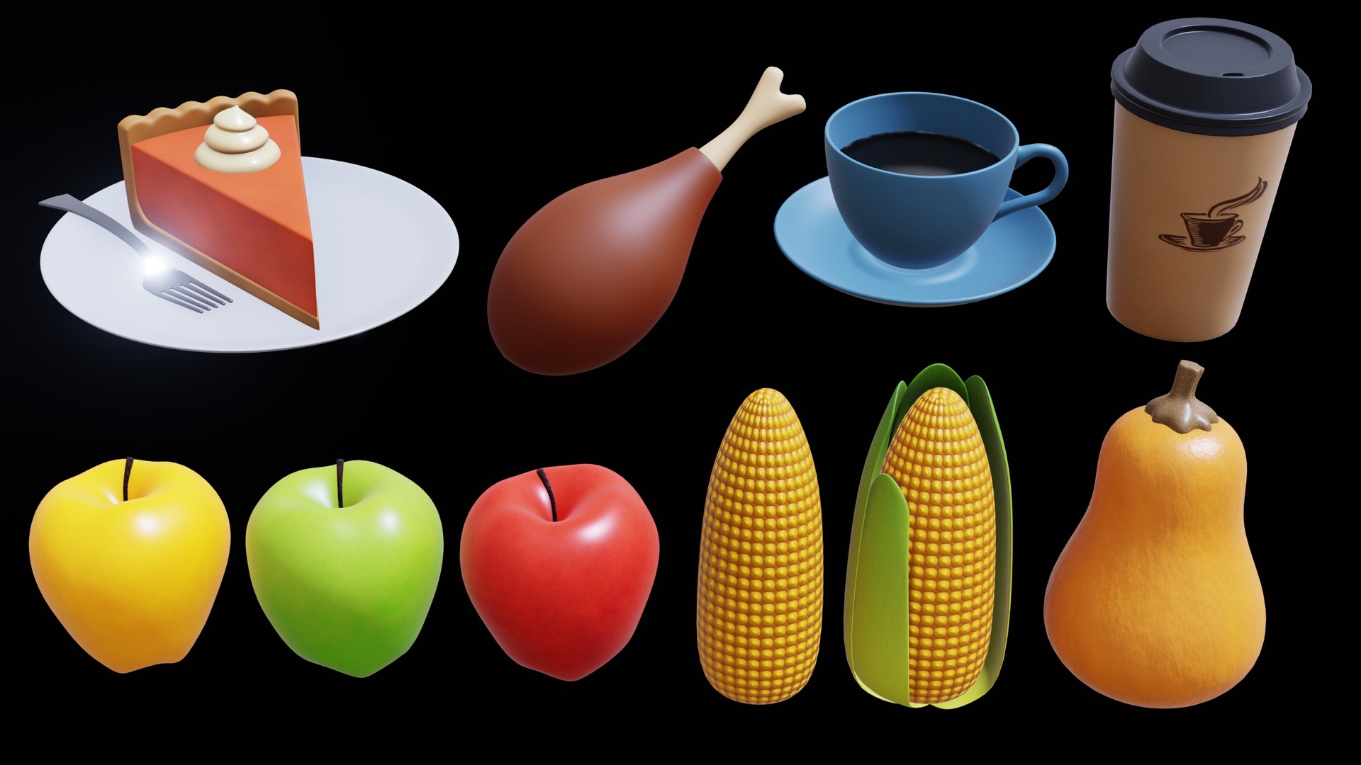 3D Model Stylized Fall Autumn Asset Pack - TurboSquid 2283088
