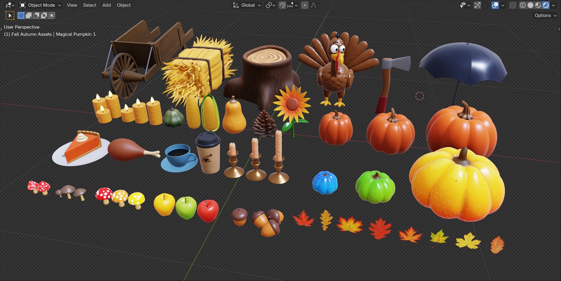 3D Model Stylized Fall Autumn Asset Pack - TurboSquid 2283088