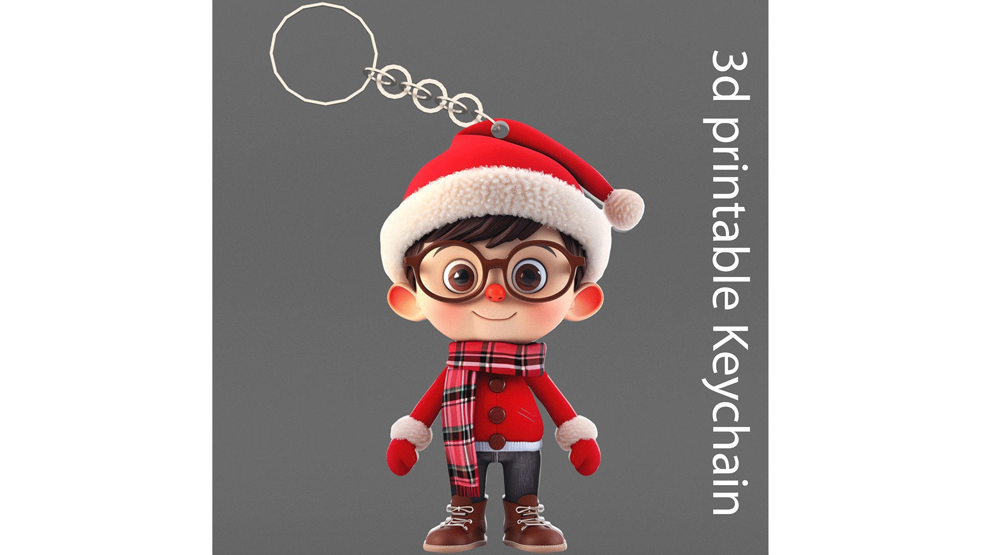 Cute Kid Snow Christmas Keychain STL Printable And Decorate 3D Print ...