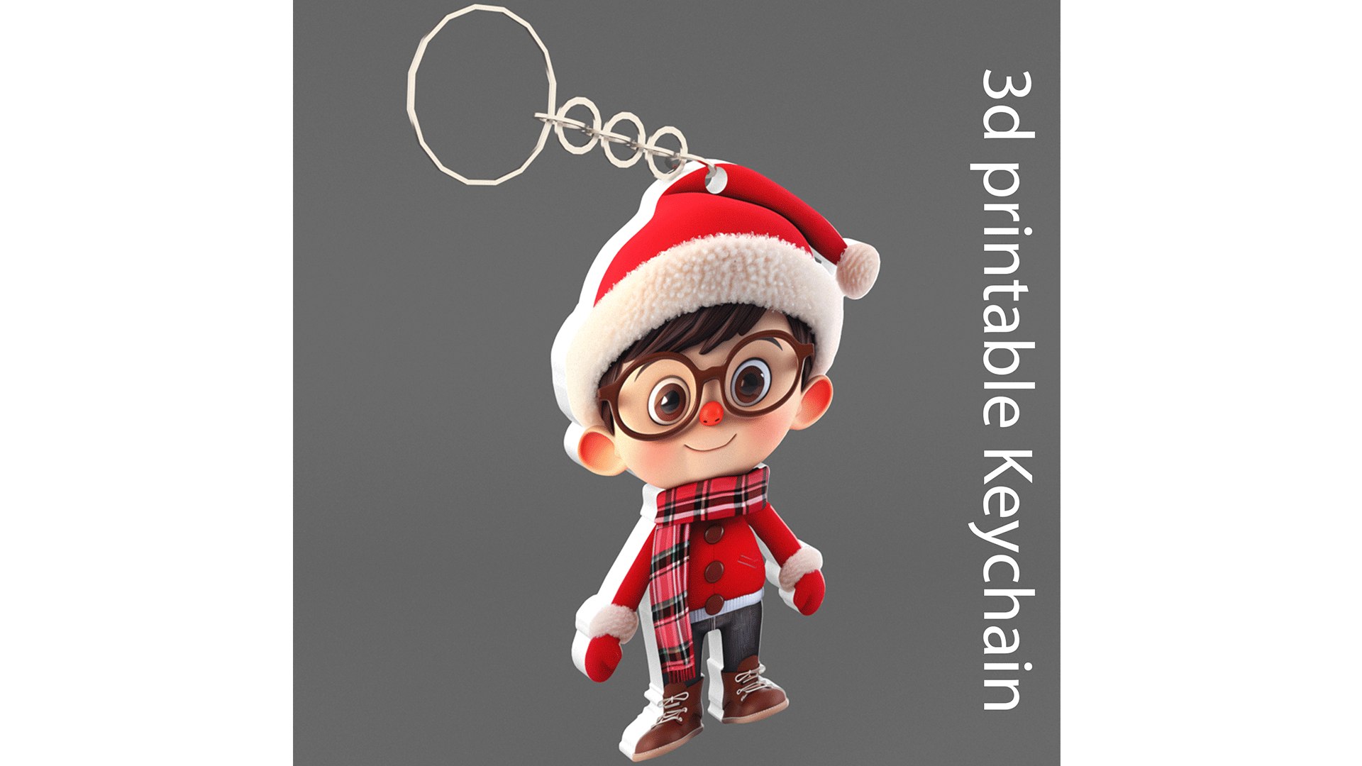Cute Kid Snow Christmas Keychain STL Printable And Decorate 3D Print ...