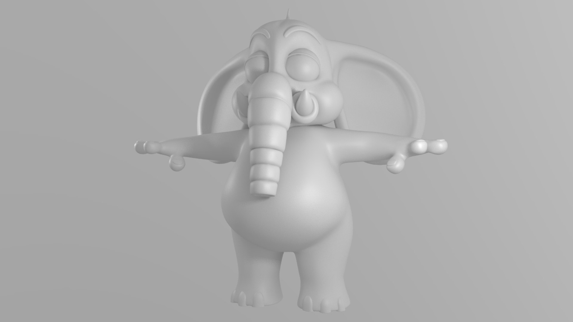 cartoon elephant 3d obj