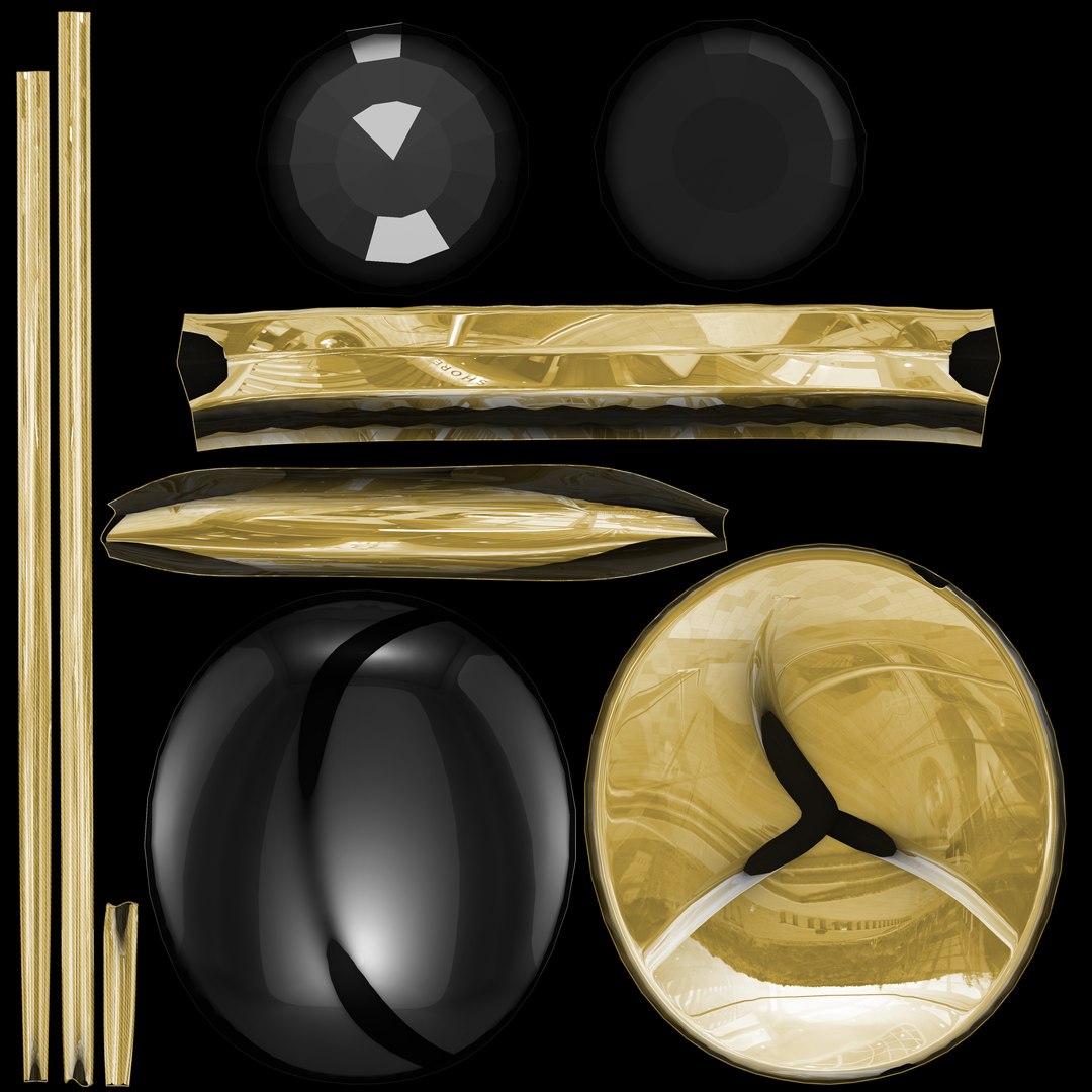 Gold Cord Necklace With Black Obsidian Stone Model - TurboSquid 2073258