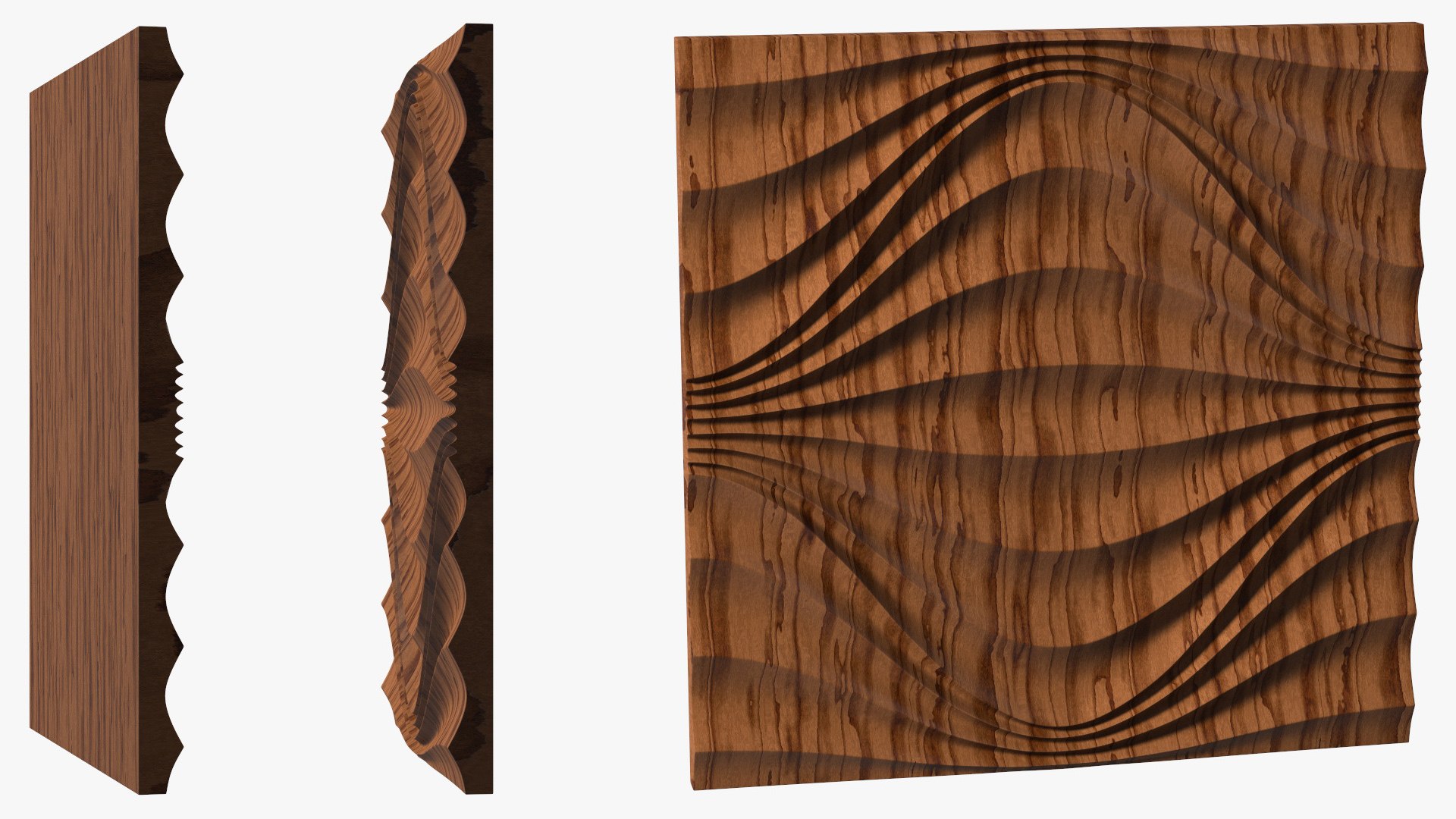 3D 3D Wall Panel Circular Wave Wood Model - TurboSquid 1907954