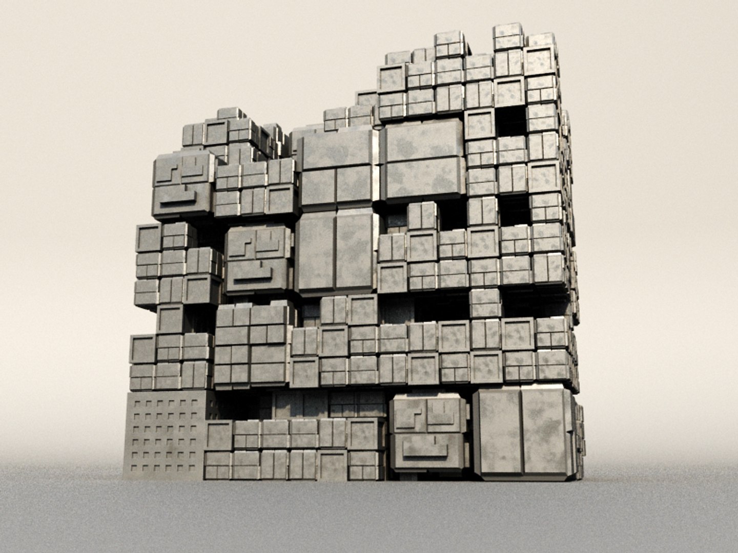 Sci Fi Box Building 3d Model