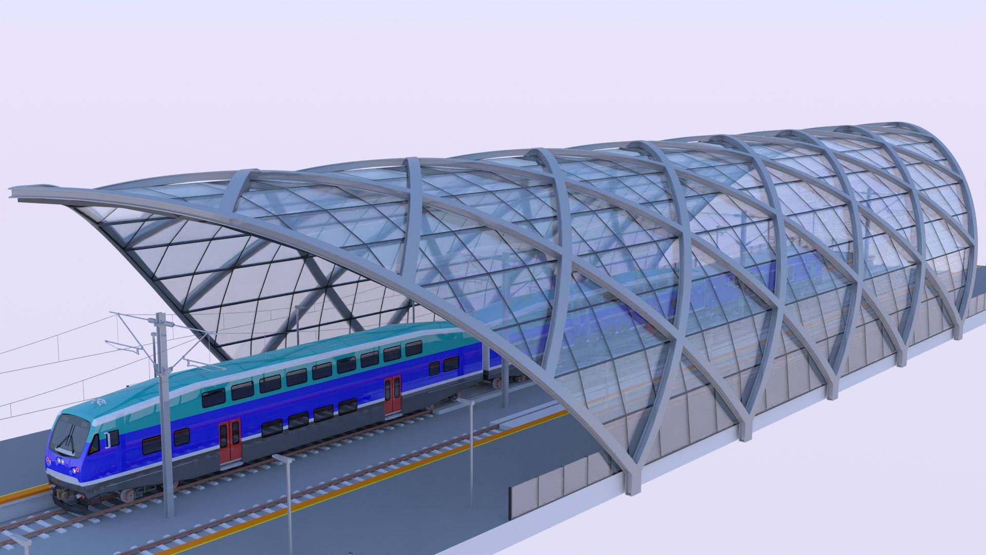 Station With BiLevel Train III Model - TurboSquid 2312970