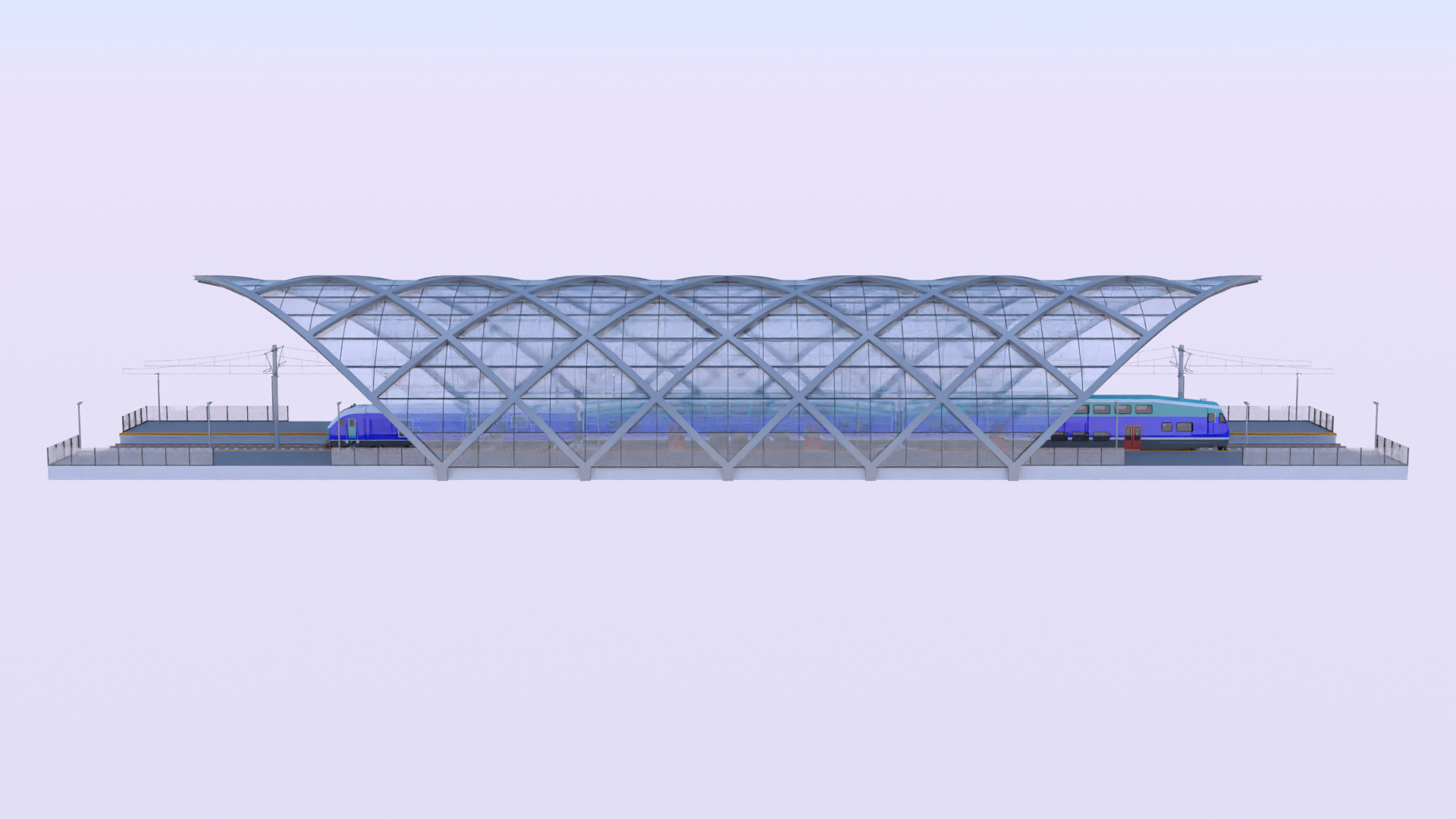 Station With BiLevel Train III Model - TurboSquid 2312970