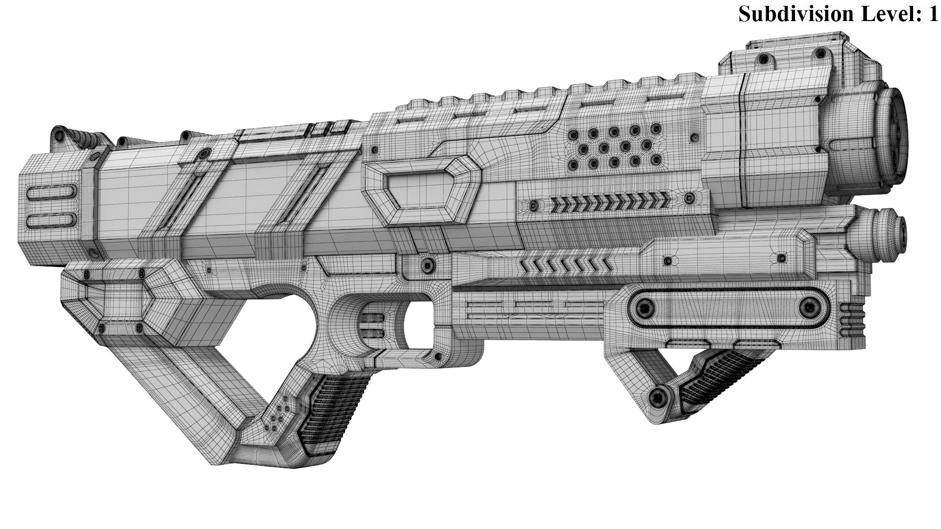 Detailed Science Fiction Gun 3D Model - TurboSquid 2240538