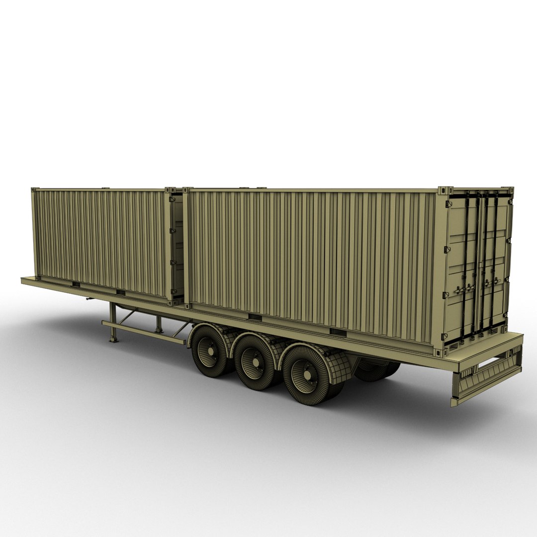 3d semi trailer shipping container