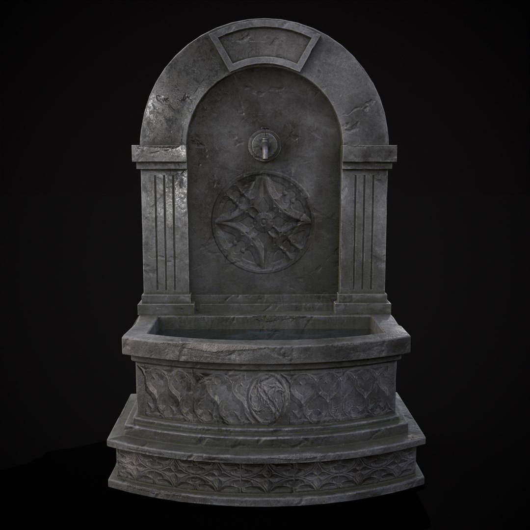 Gothic Wall Water Fountain 3D Model - TurboSquid 2052877