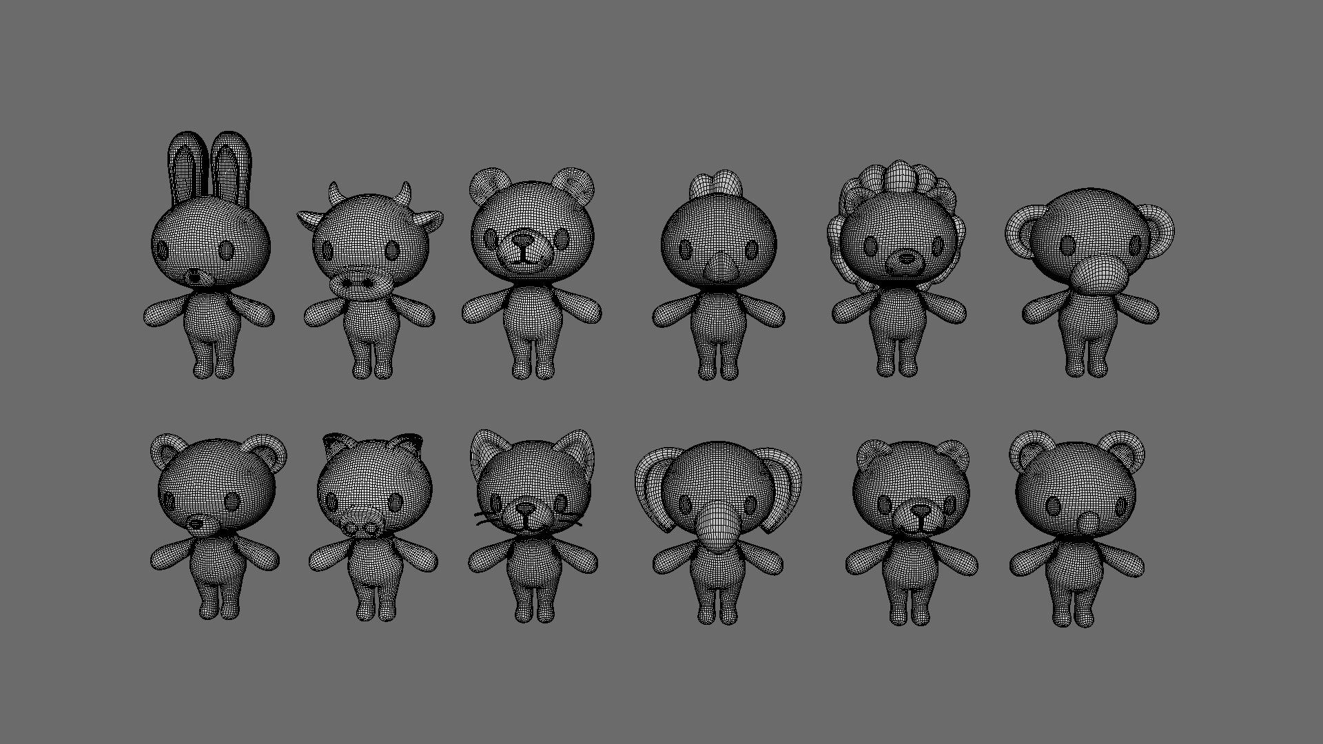 3D Adorable Animal Character Pack 01 - TurboSquid 2303528