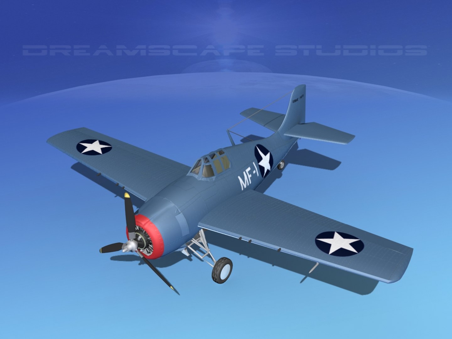 3d Model Grumman F4f-3 Fighter Aircraft
