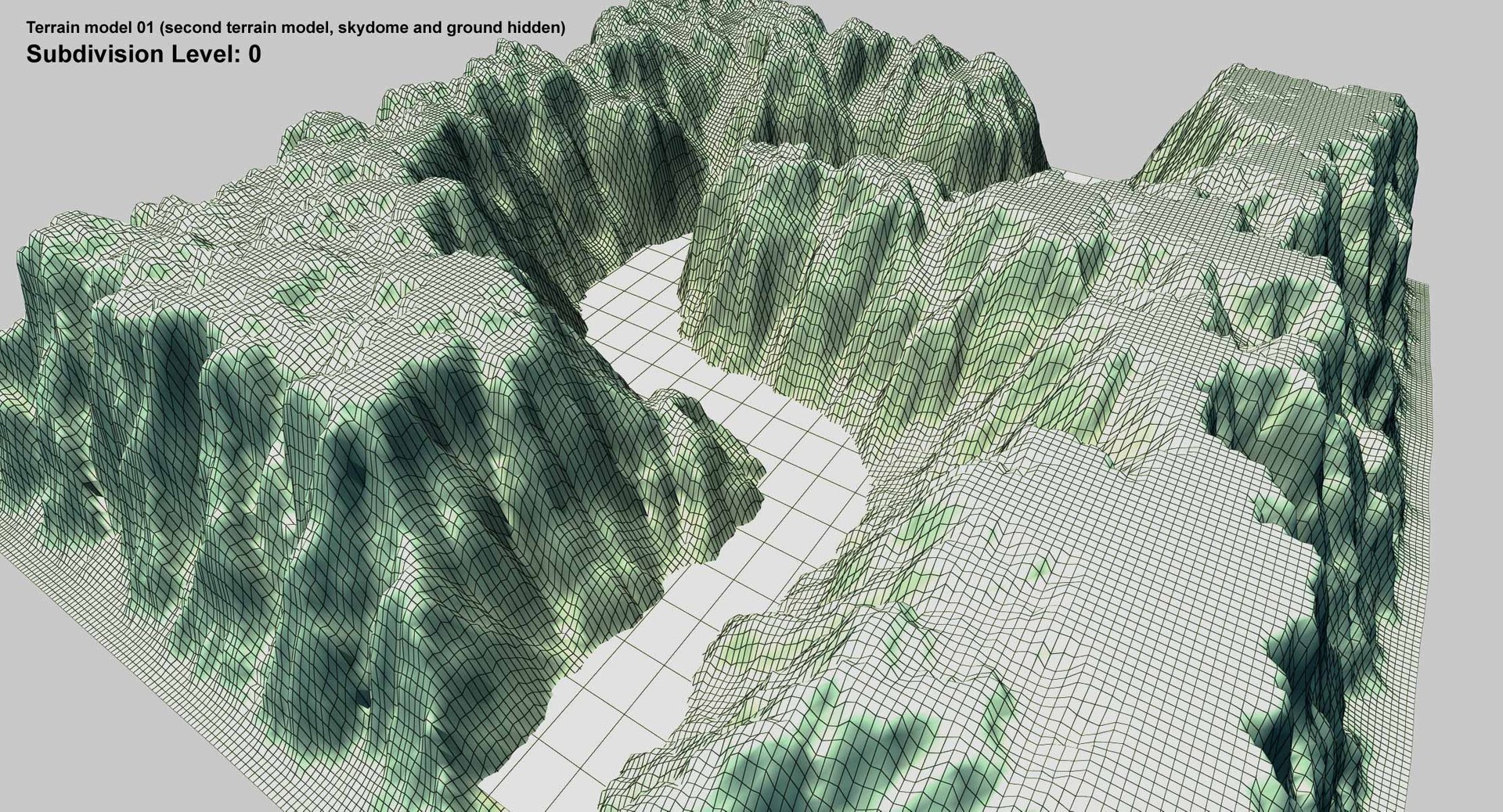 3d Mountain Range River Terrain Model
