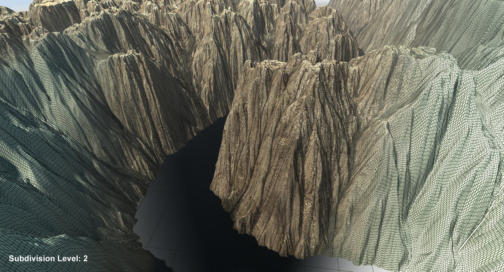 3d Mountain Range River Terrain Model