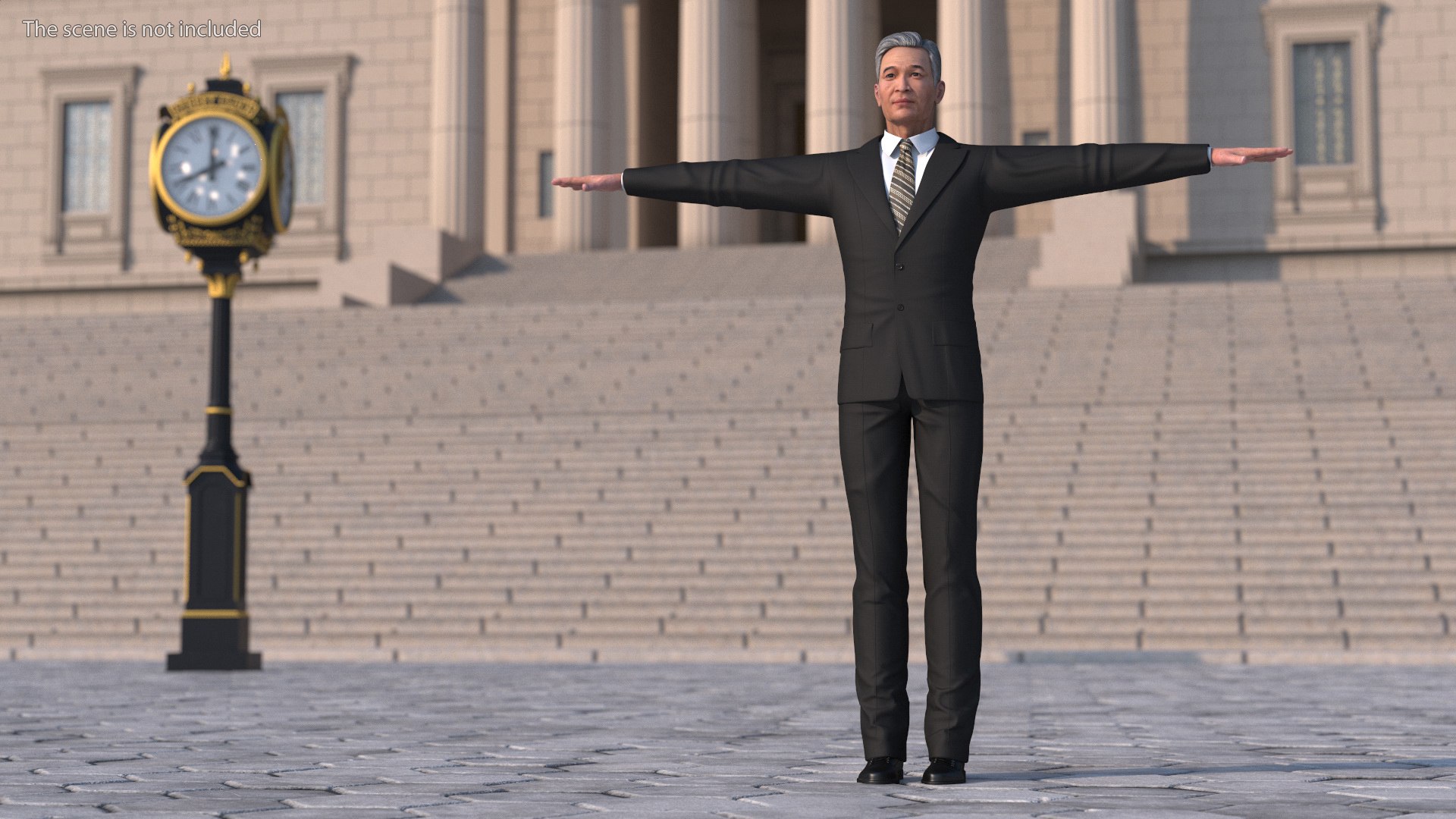 Asian Older Man Formal Wear T-Pose 3D Model - TurboSquid 2120427