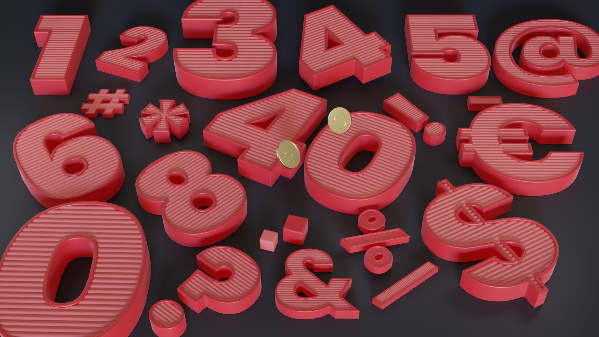 Set Of Numbers From 0 To 9 With Special Symbols 3D Model - TurboSquid ...