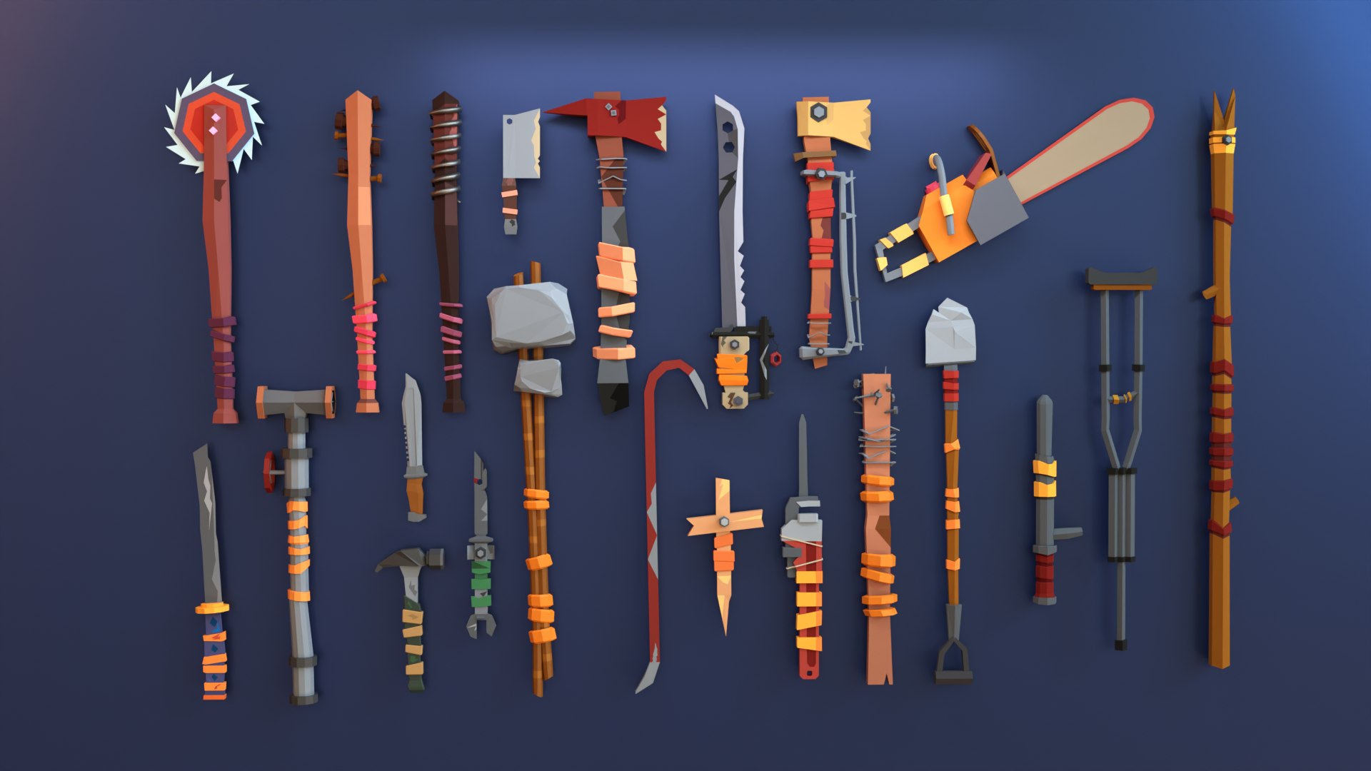 3D Lowpoly Post Apocalyptic Weapons Pack Of 22 3D - TurboSquid 2281801