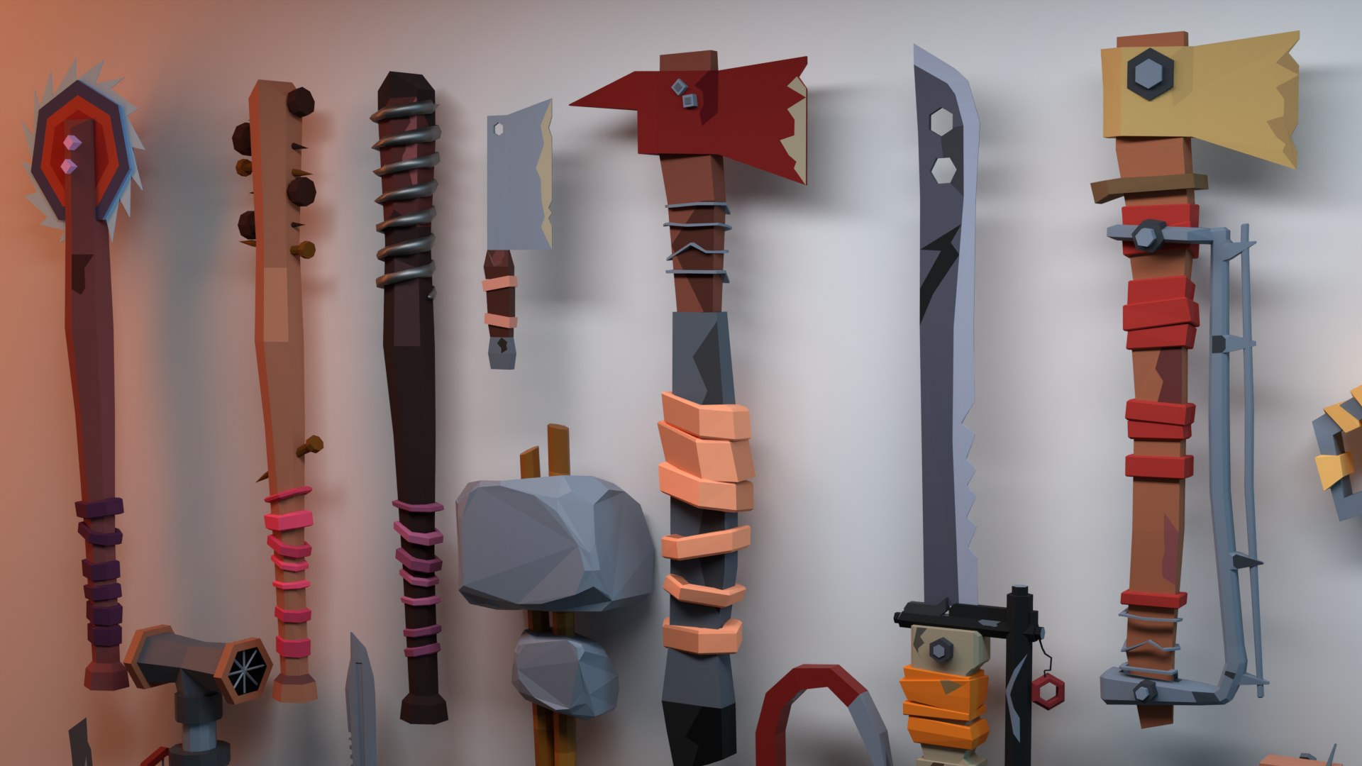 3D Lowpoly Post Apocalyptic Weapons Pack Of 22 3D - TurboSquid 2281801