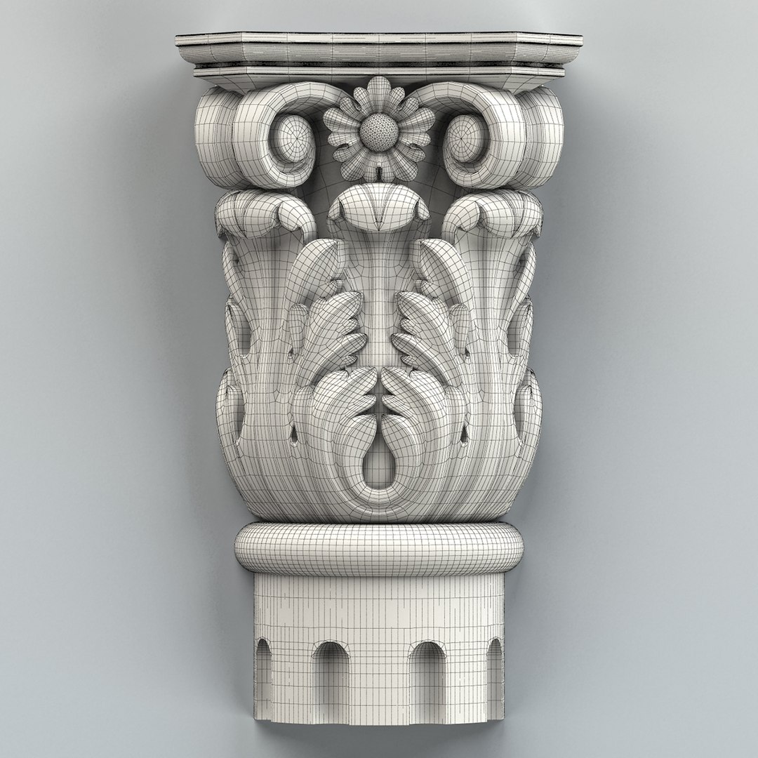 3d Carved Column Capital Model