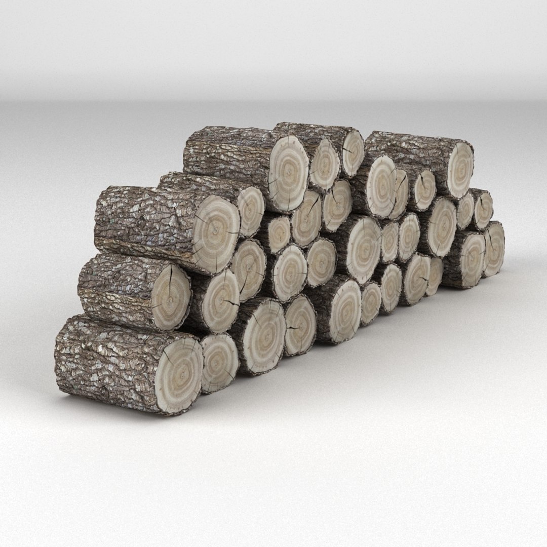 3d model wood logs