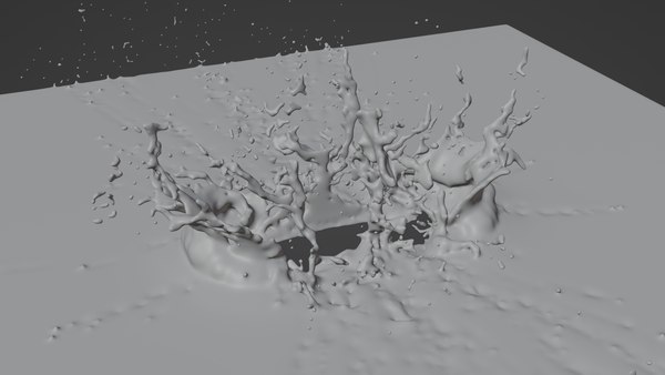 modelo 3d Simulación animada de salpicaduras de agua líquida ...