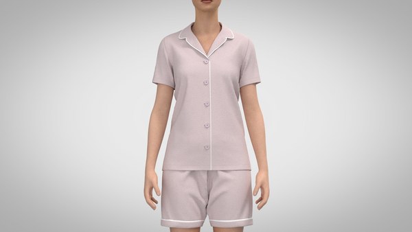 Women Short Sleeve Pajama Outfit 3D model - TurboSquid 1983809