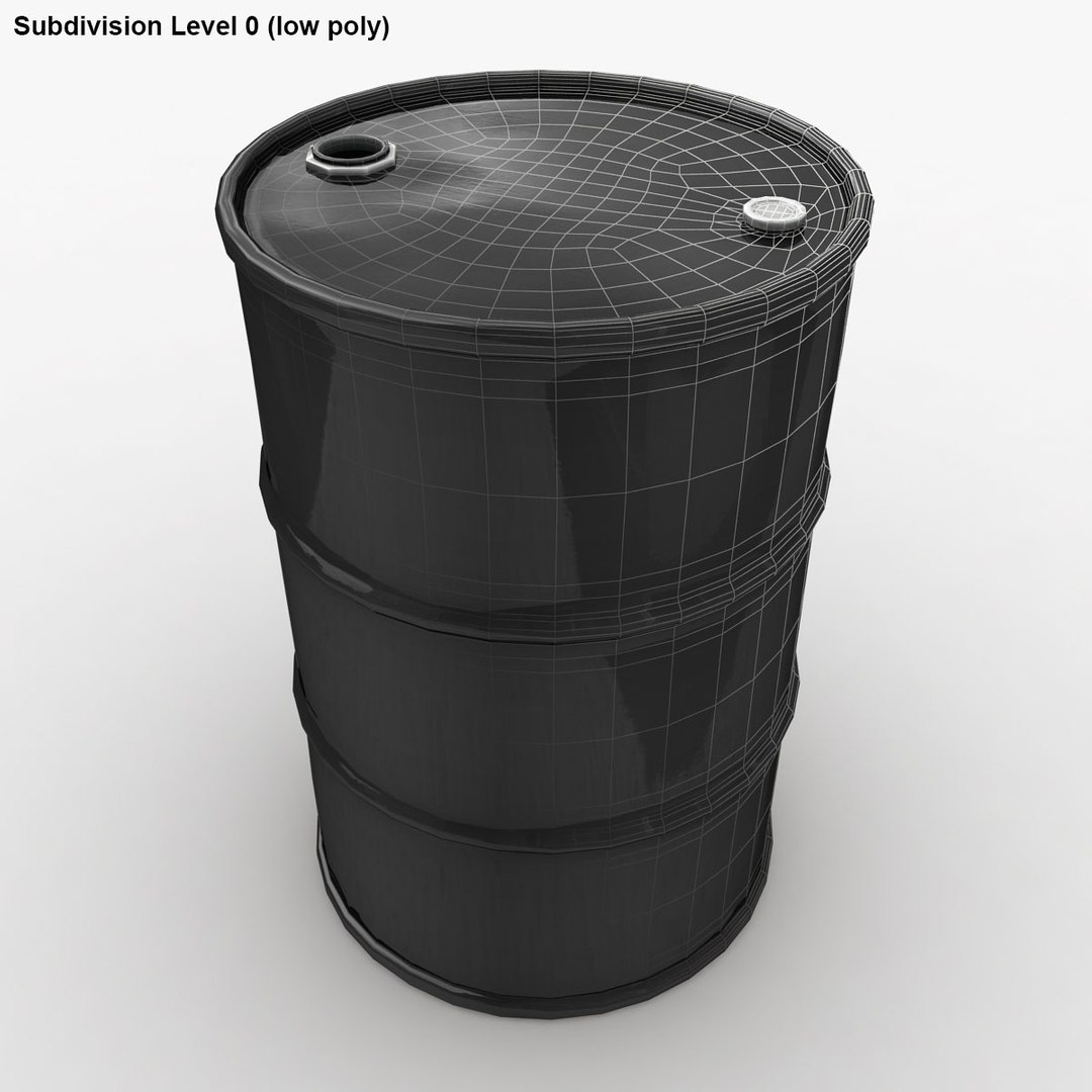 realistic oil barrel black 3d model