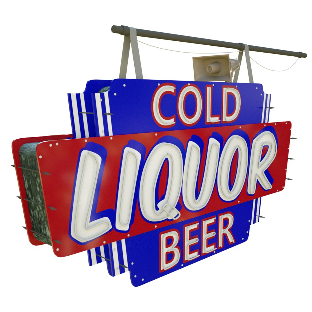 Liquors Store Sign 3d Lwo