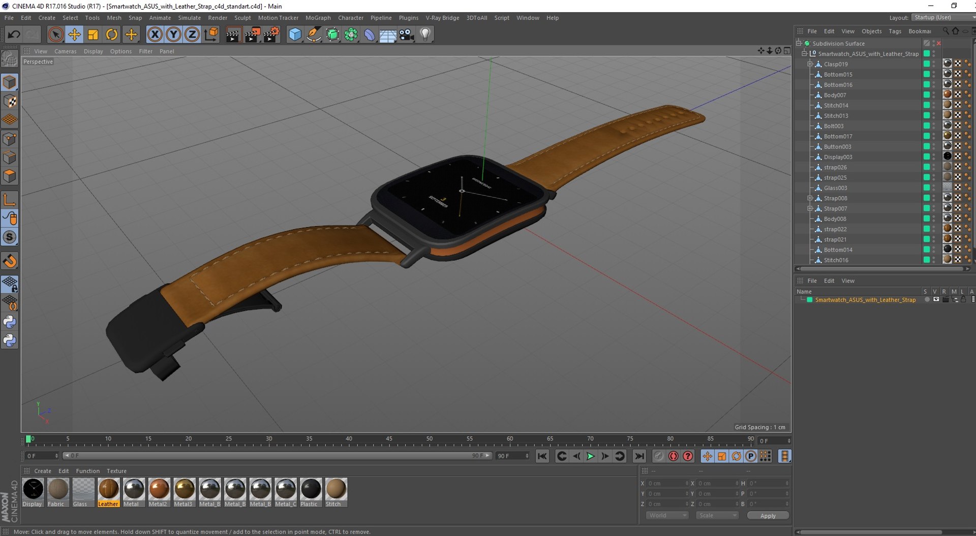Smartwatch ASUS With Leather Strap 3D Model - TurboSquid 2228880