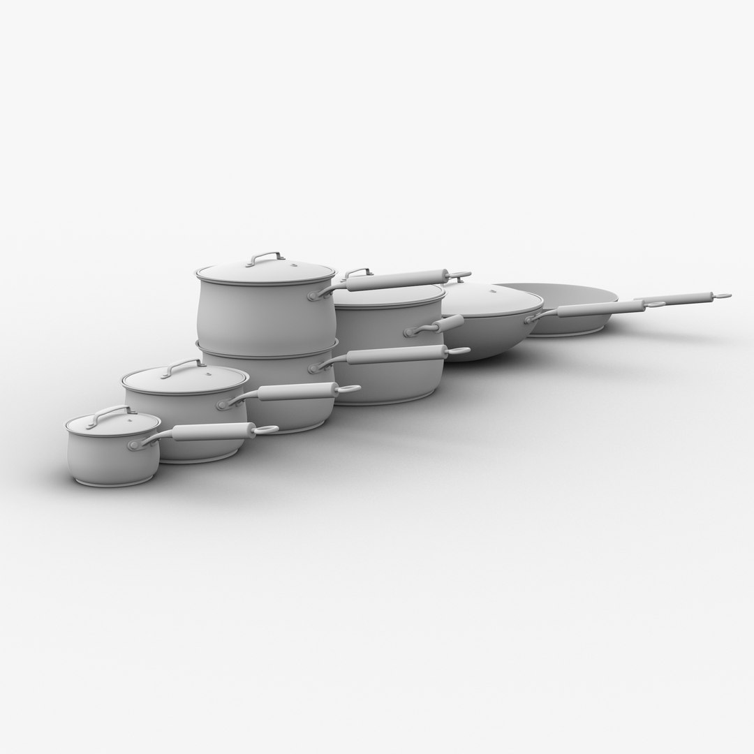 Saucepan Pot Set Frying Pan 3d Obj