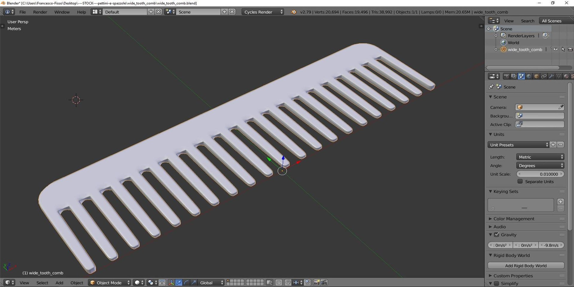 3D wide tooth comb - TurboSquid 1404126