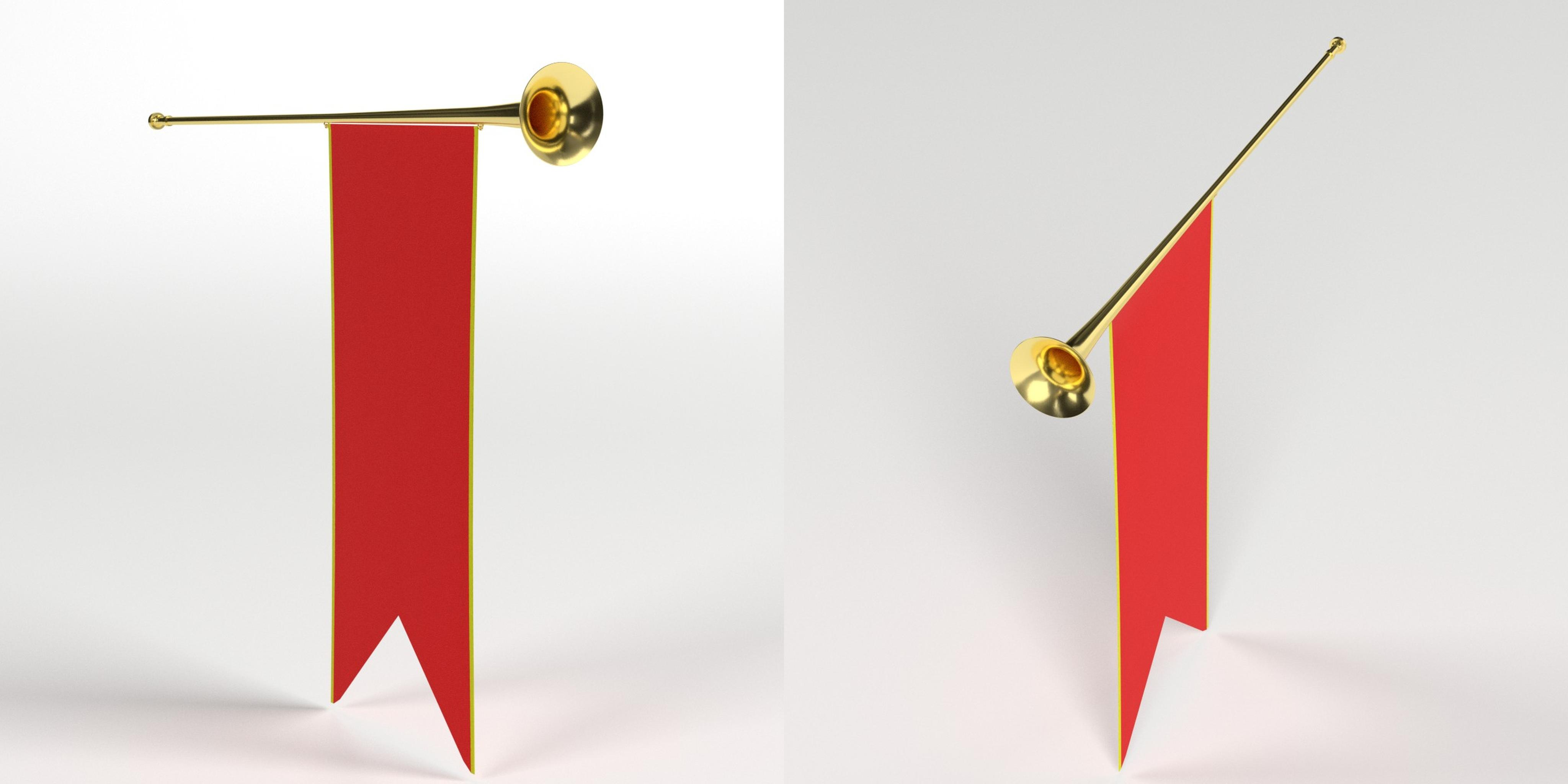 3D medieval heraldic trumpet banner model - TurboSquid 1423269