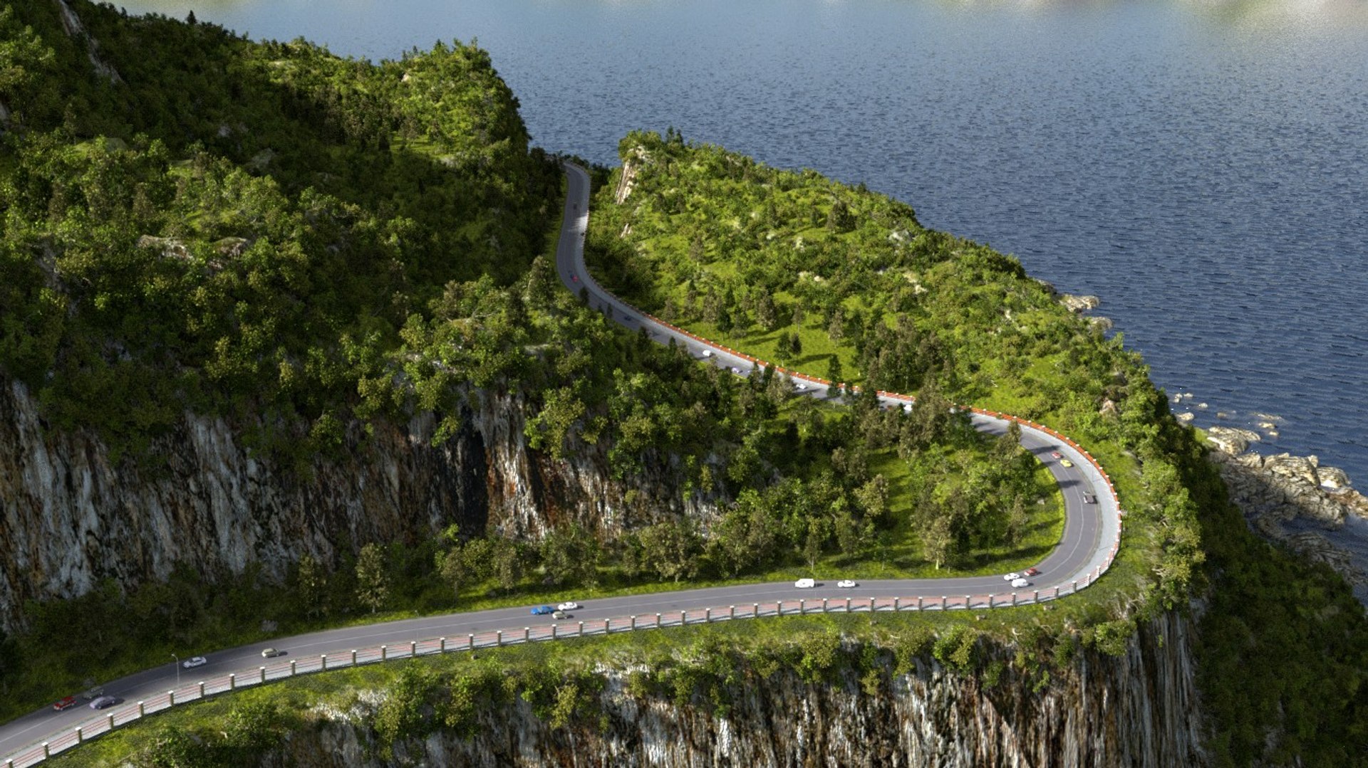 3D Scene Coast Road Blender - TurboSquid 1371198