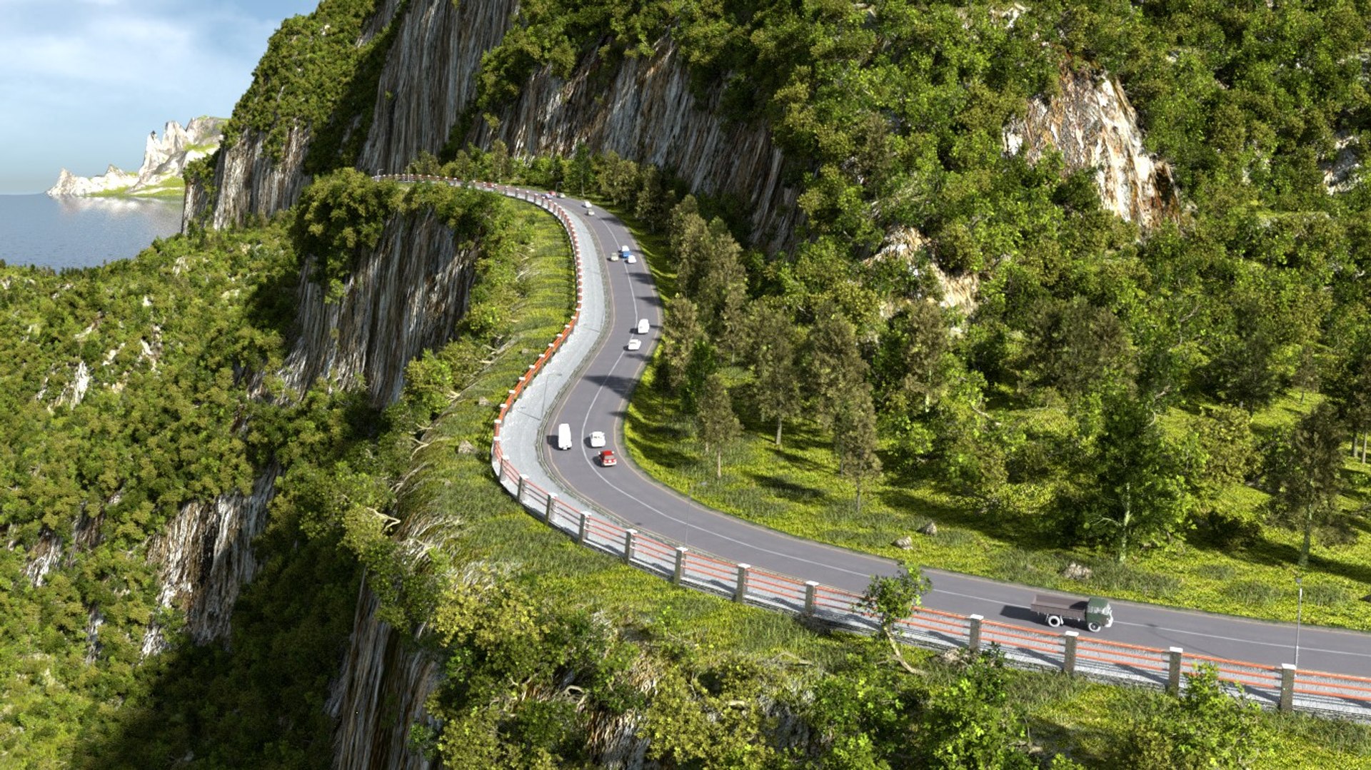 3D Scene Coast Road Blender - TurboSquid 1371198