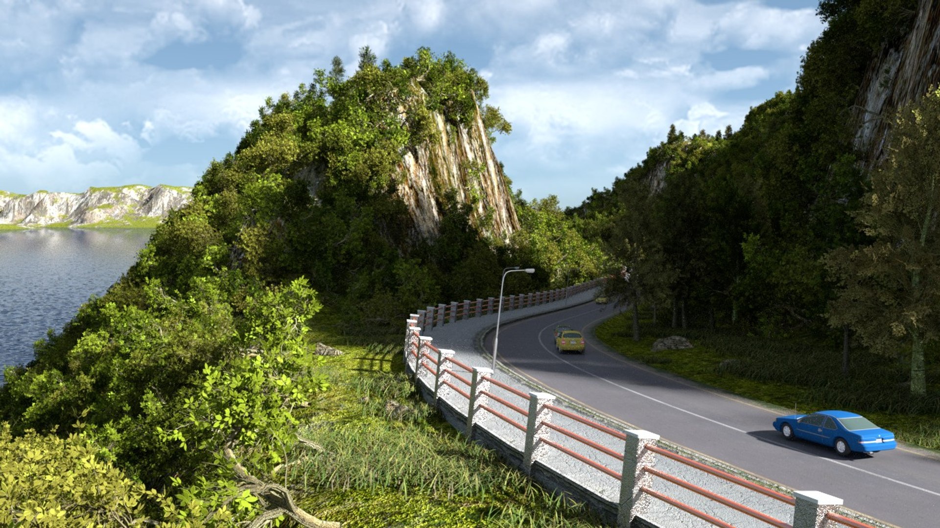 3D Scene Coast Road Blender - TurboSquid 1371198