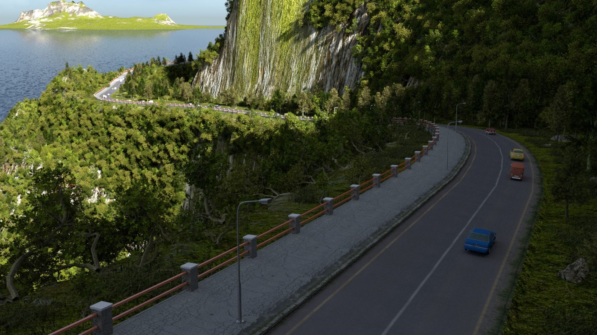 3D Scene Coast Road Blender - TurboSquid 1371198