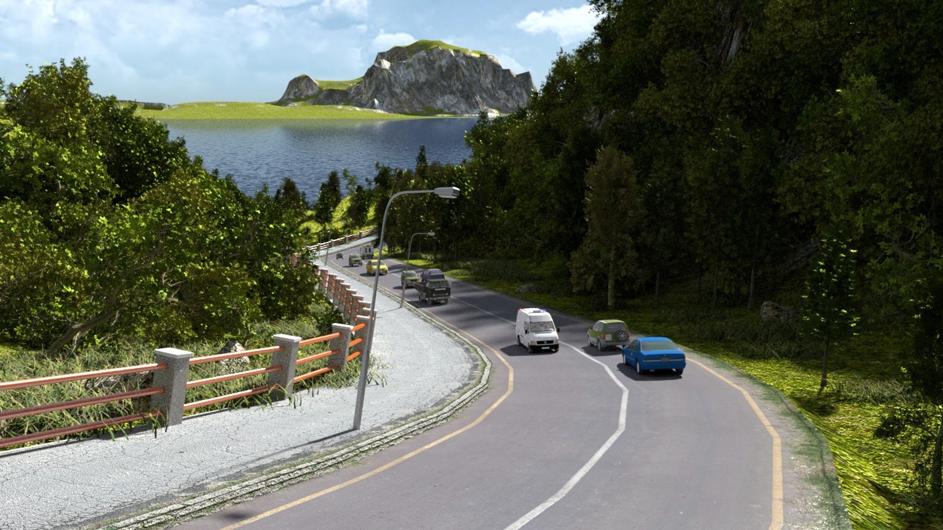 3D Scene Coast Road Blender - TurboSquid 1371198