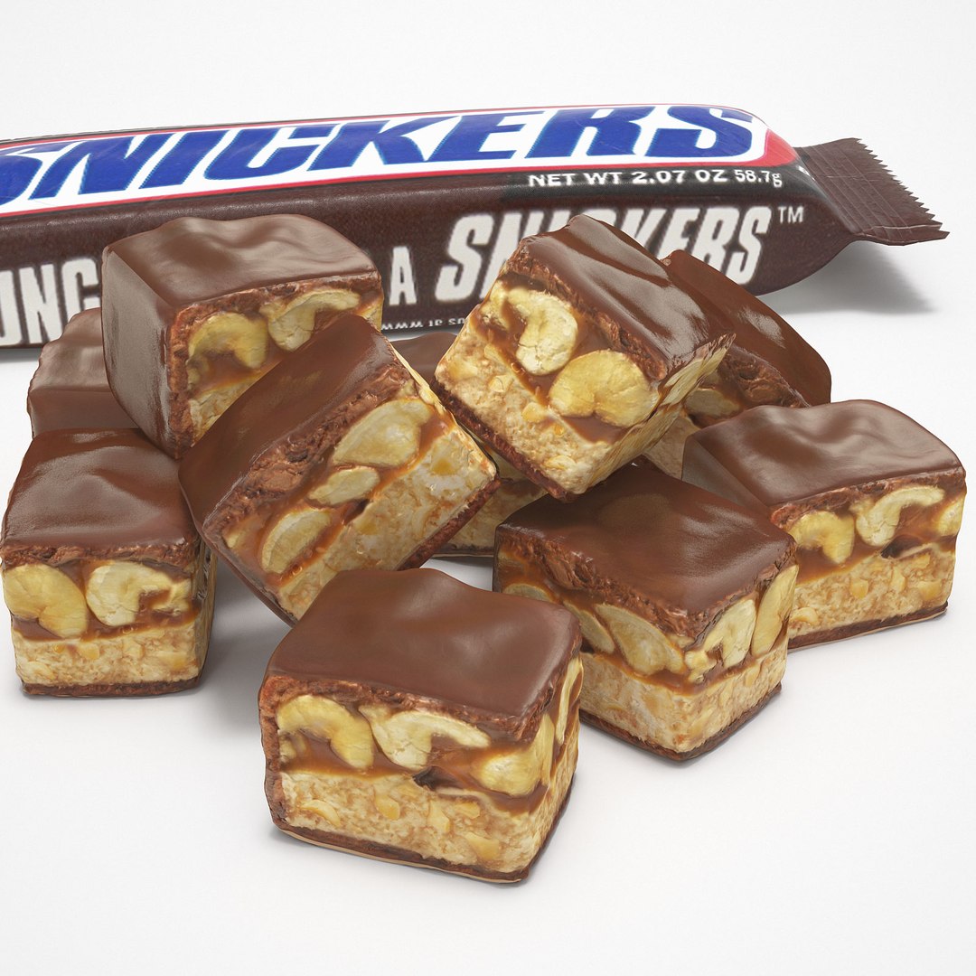 3d Model Snickers Candy Bar Pieces