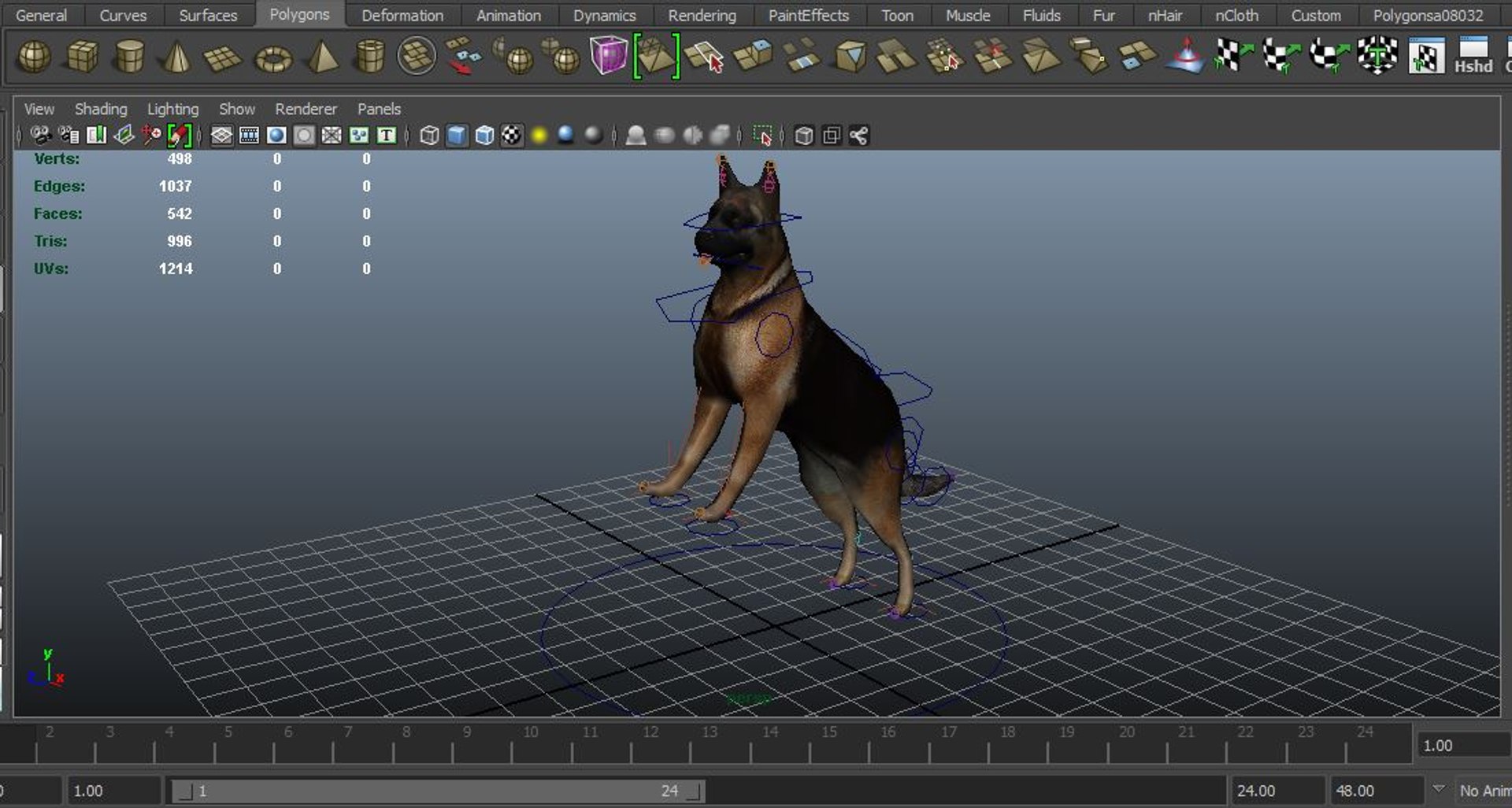 3d german shepherd dog rigged model