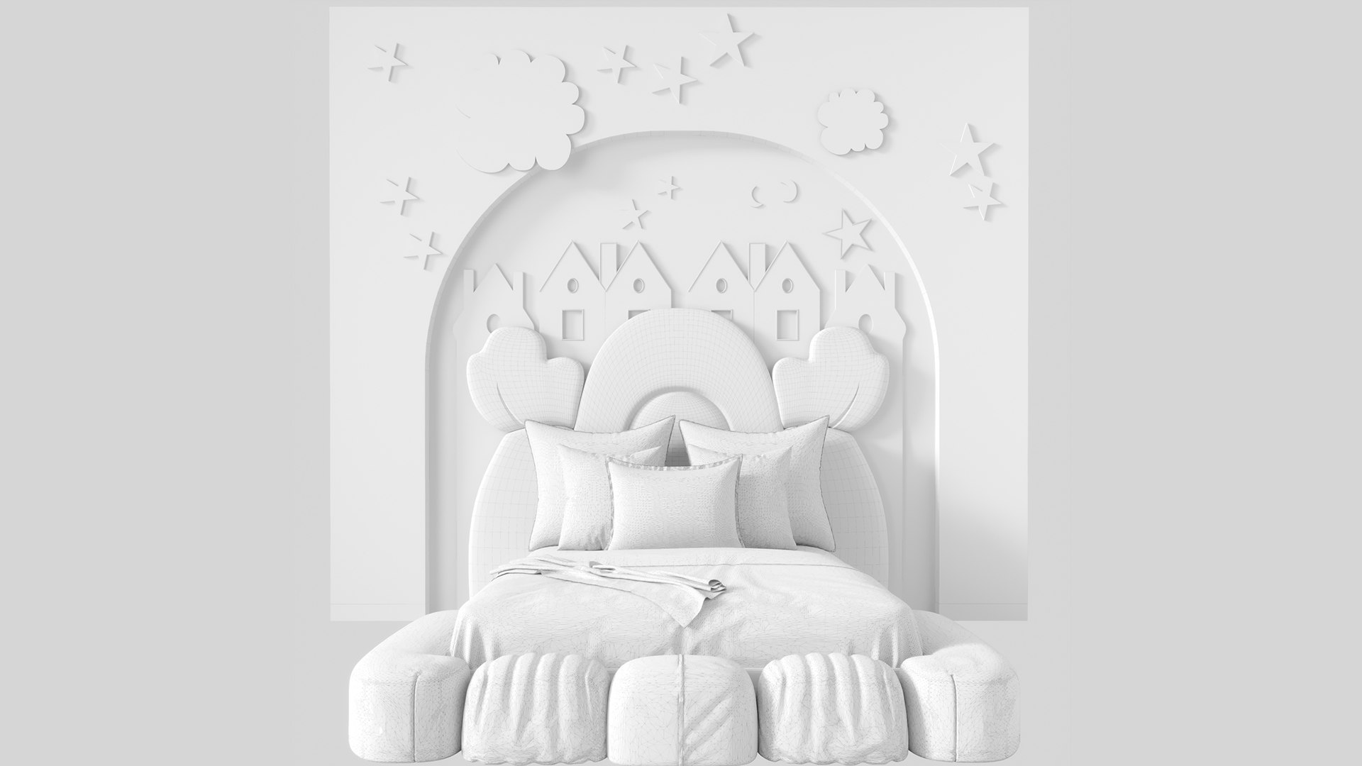 3D Baby Cot With Pillows Decor - TurboSquid 2312623