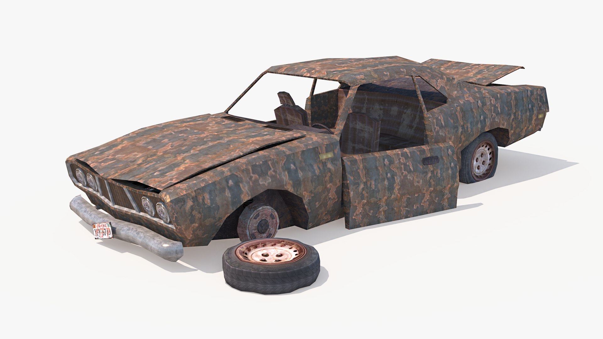 3D Model Abandoned Rusty Car - TurboSquid 2253910