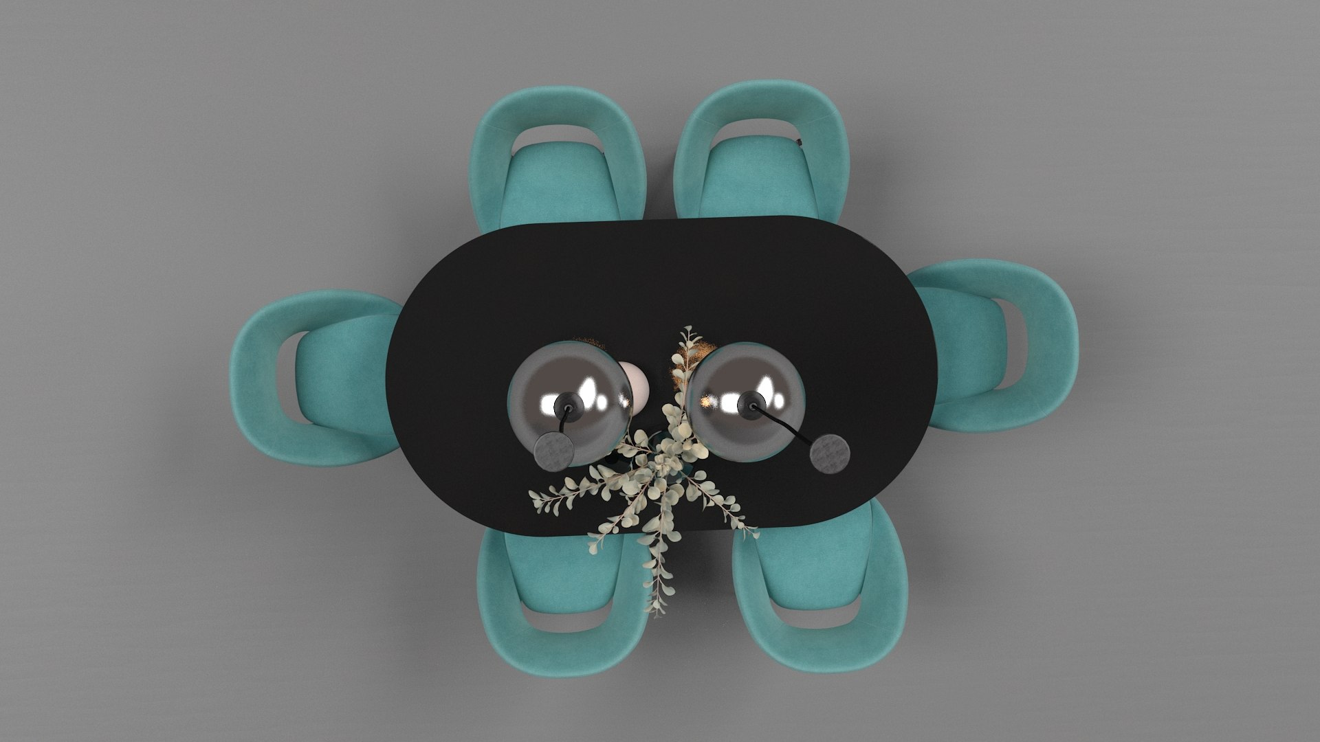 WEST ELM Modern Dining Set Oval Table With Velvet Chairs 3D Model ...