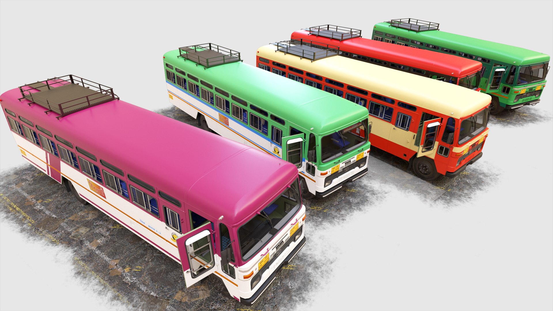 3D Indian ST Bus Collection Of 5 - TurboSquid 2209765