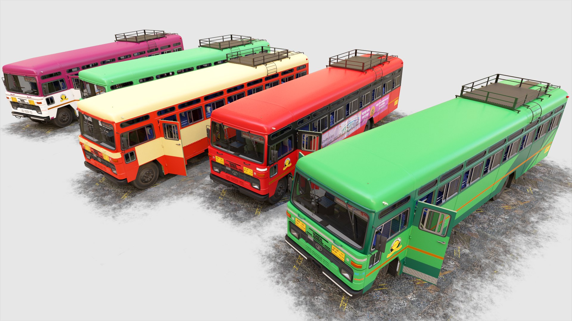 3D Indian ST Bus Collection Of 5 - TurboSquid 2209765