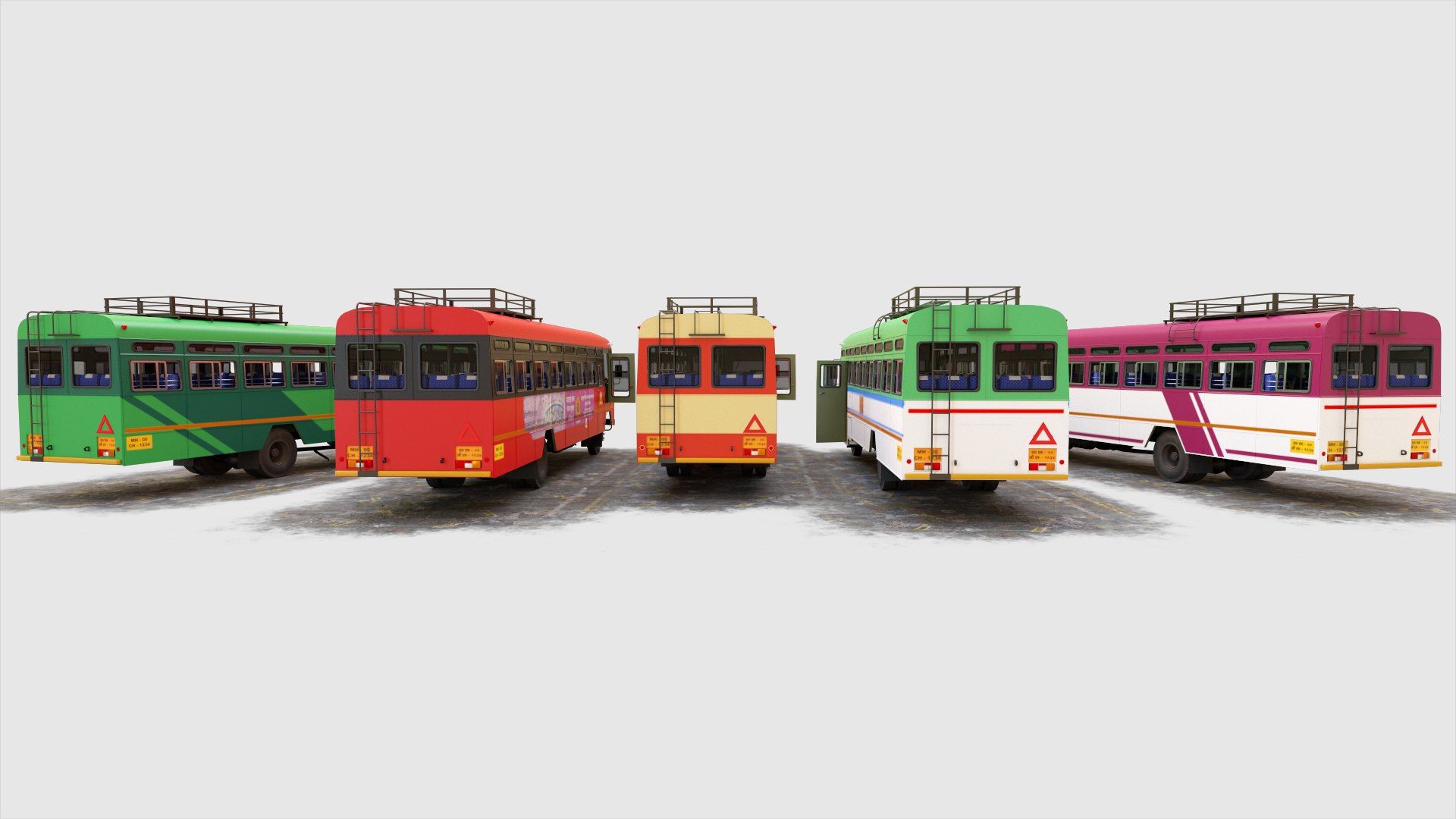 3D Indian ST Bus Collection Of 5 - TurboSquid 2209765