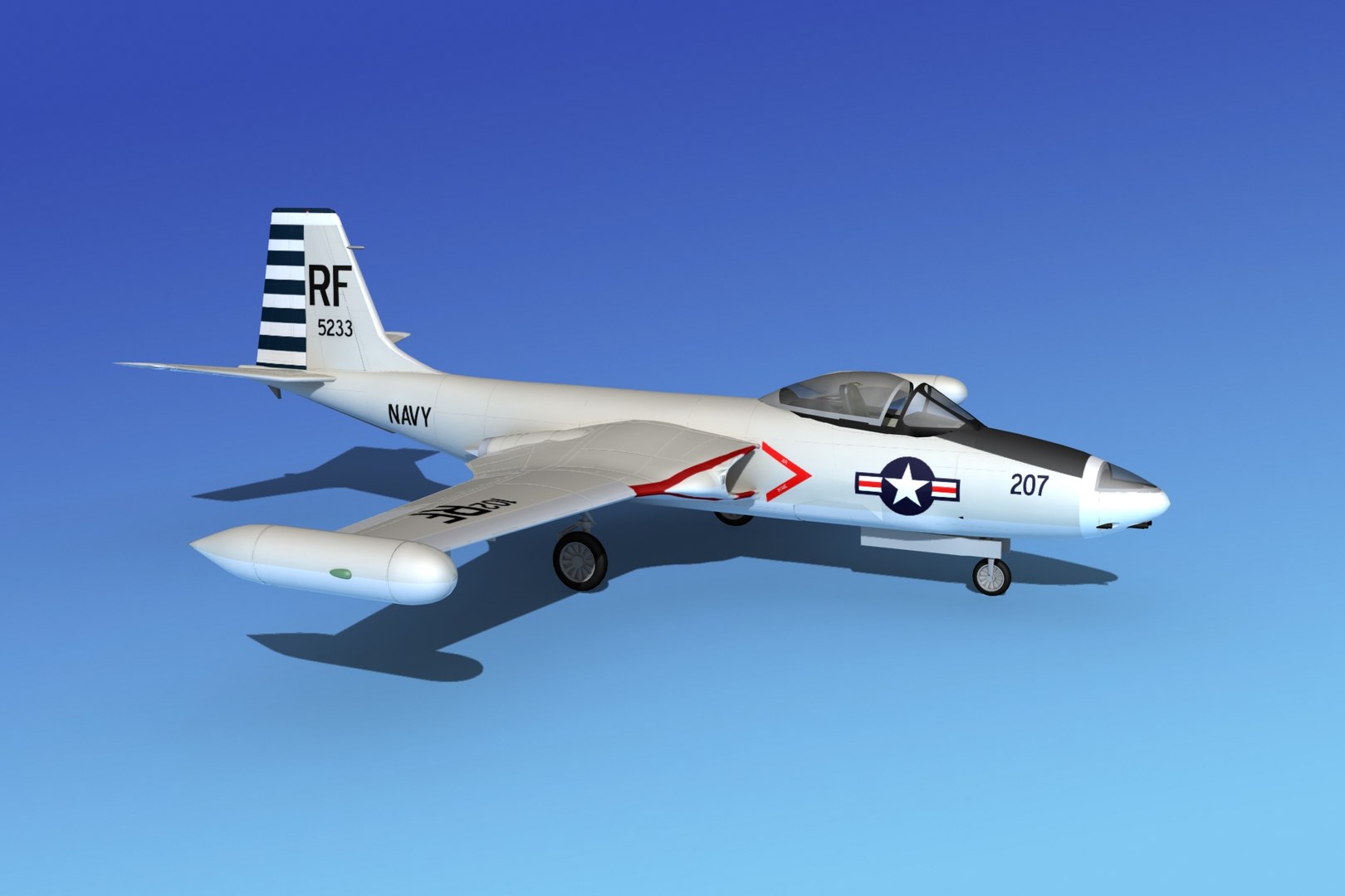 3d Model Of Cockpit F2h Banshee Jet Fighter