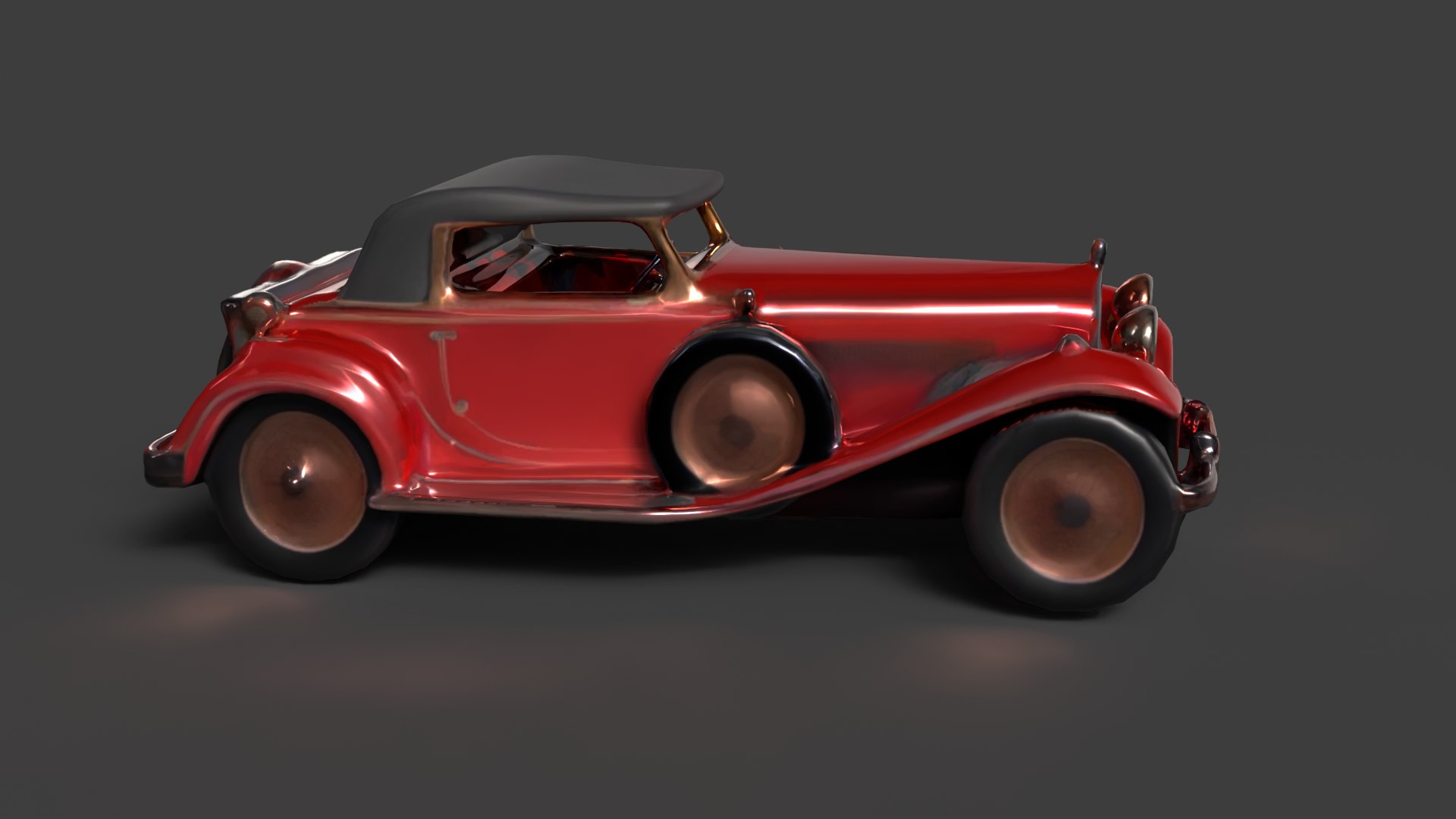3D Red Vintage Car - TurboSquid 2341591