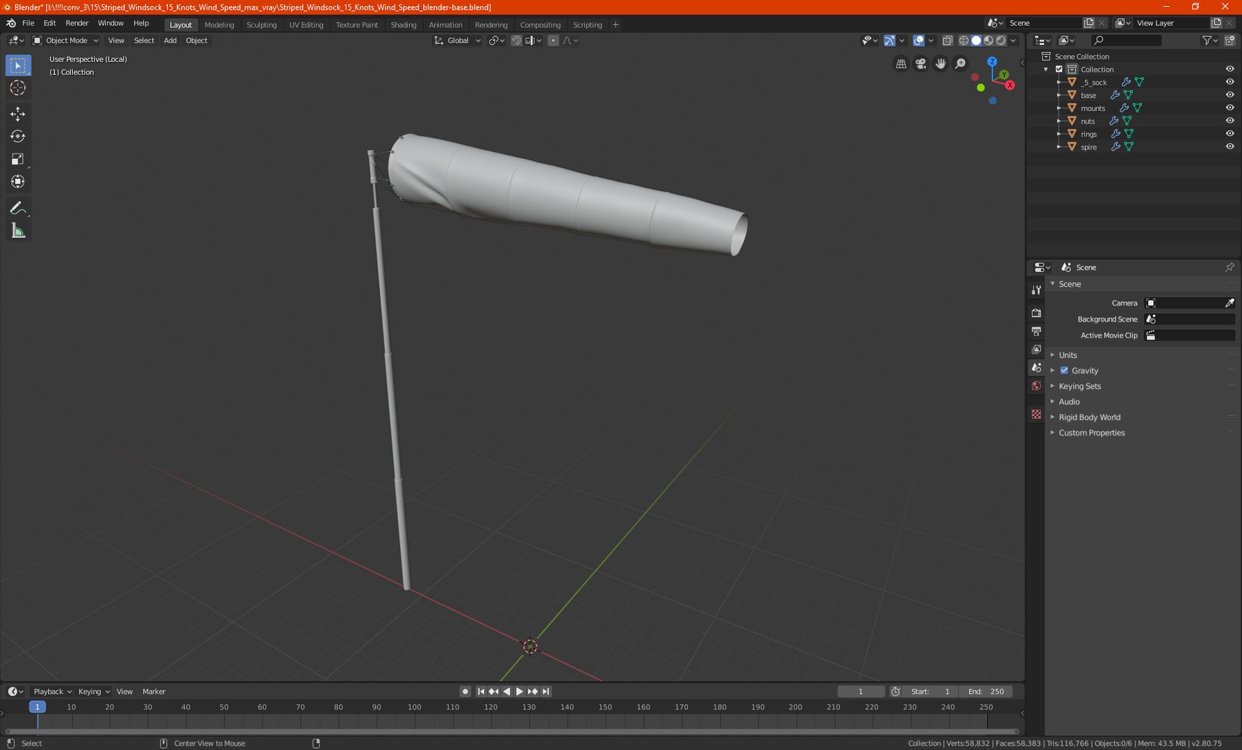 3D Striped Windsock 15 Knots Wind Speed model - TurboSquid 2025461