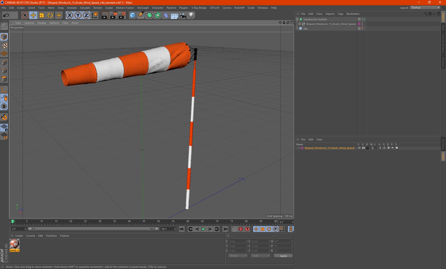 3D Striped Windsock 15 Knots Wind Speed model - TurboSquid 2025461