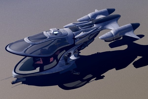 3d scifi vehicles flying model